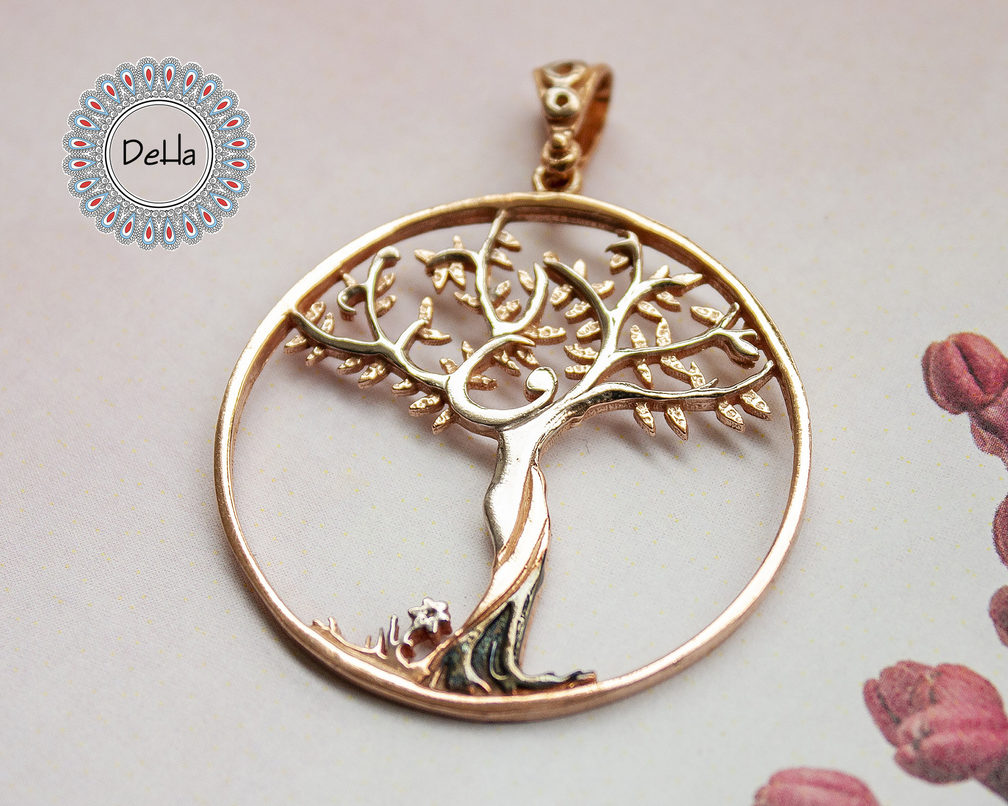 Rose Gold Plated Sterling Silver Family Tree Pendant - Etsy