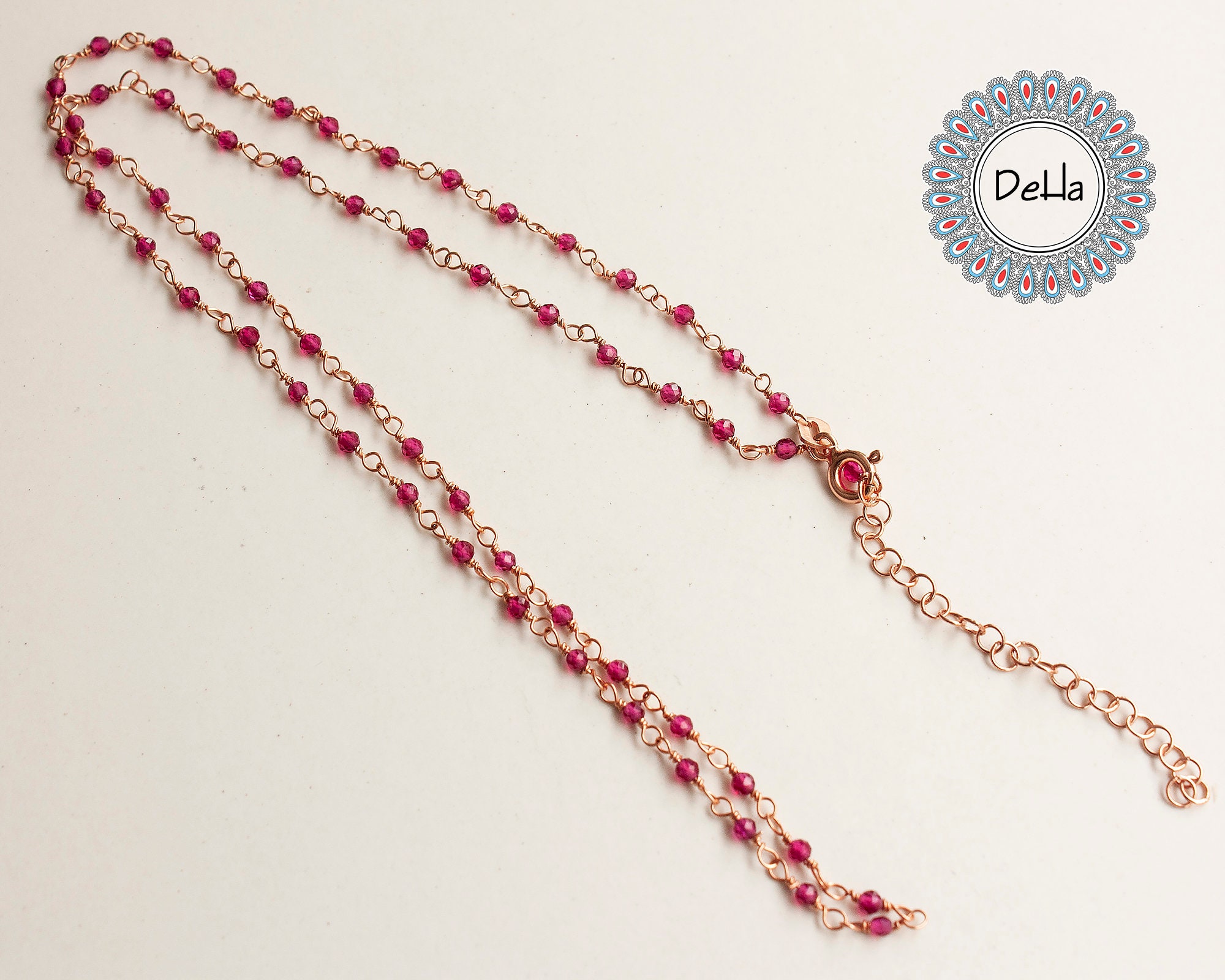 Red Stone Rosary Chain, Red Stone Chain, Necklace Chain, Red Stone ...