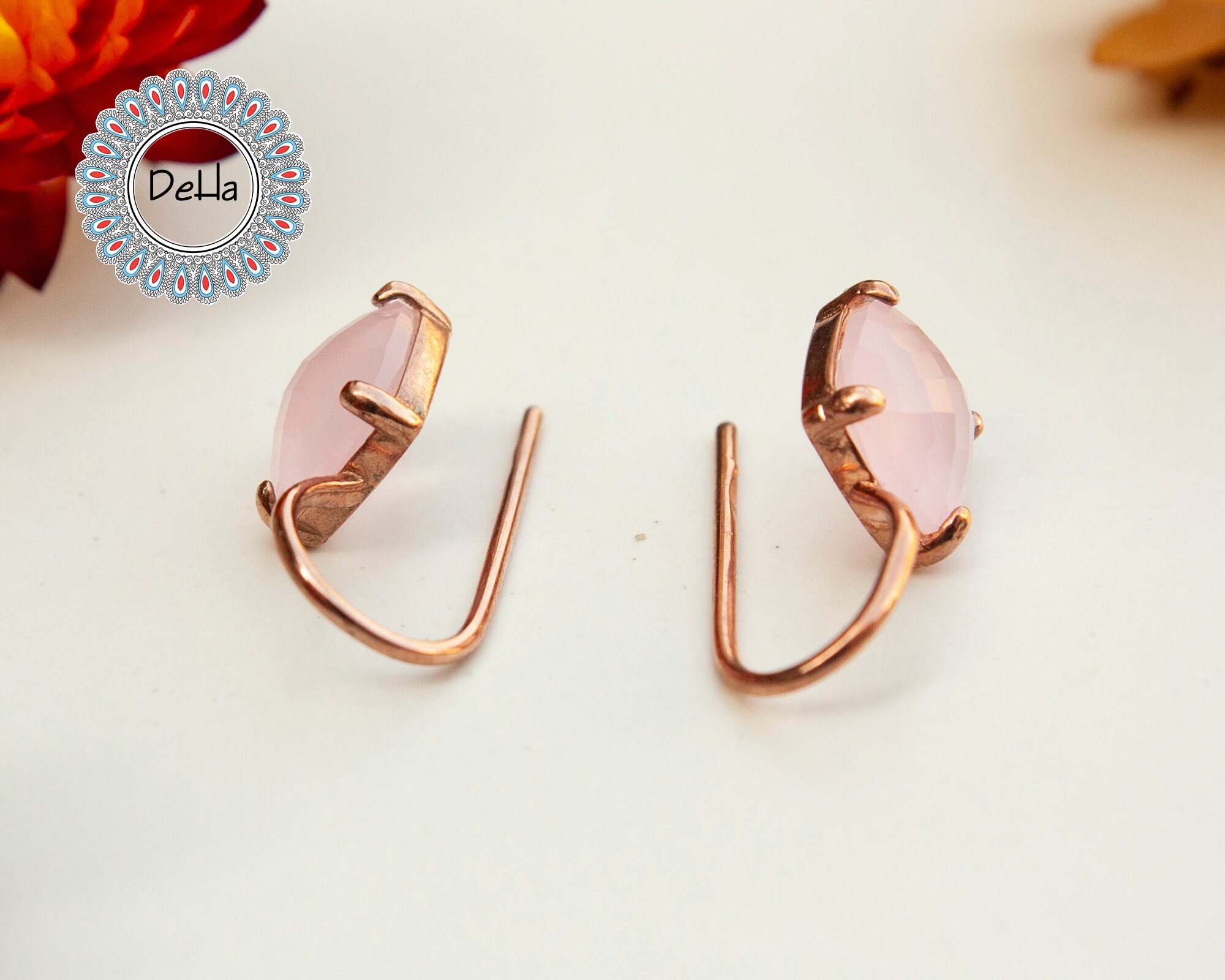 Cute Rose Quartz Earrings, Rose Quartz, Pink Earrings, Quartz Earrings ...