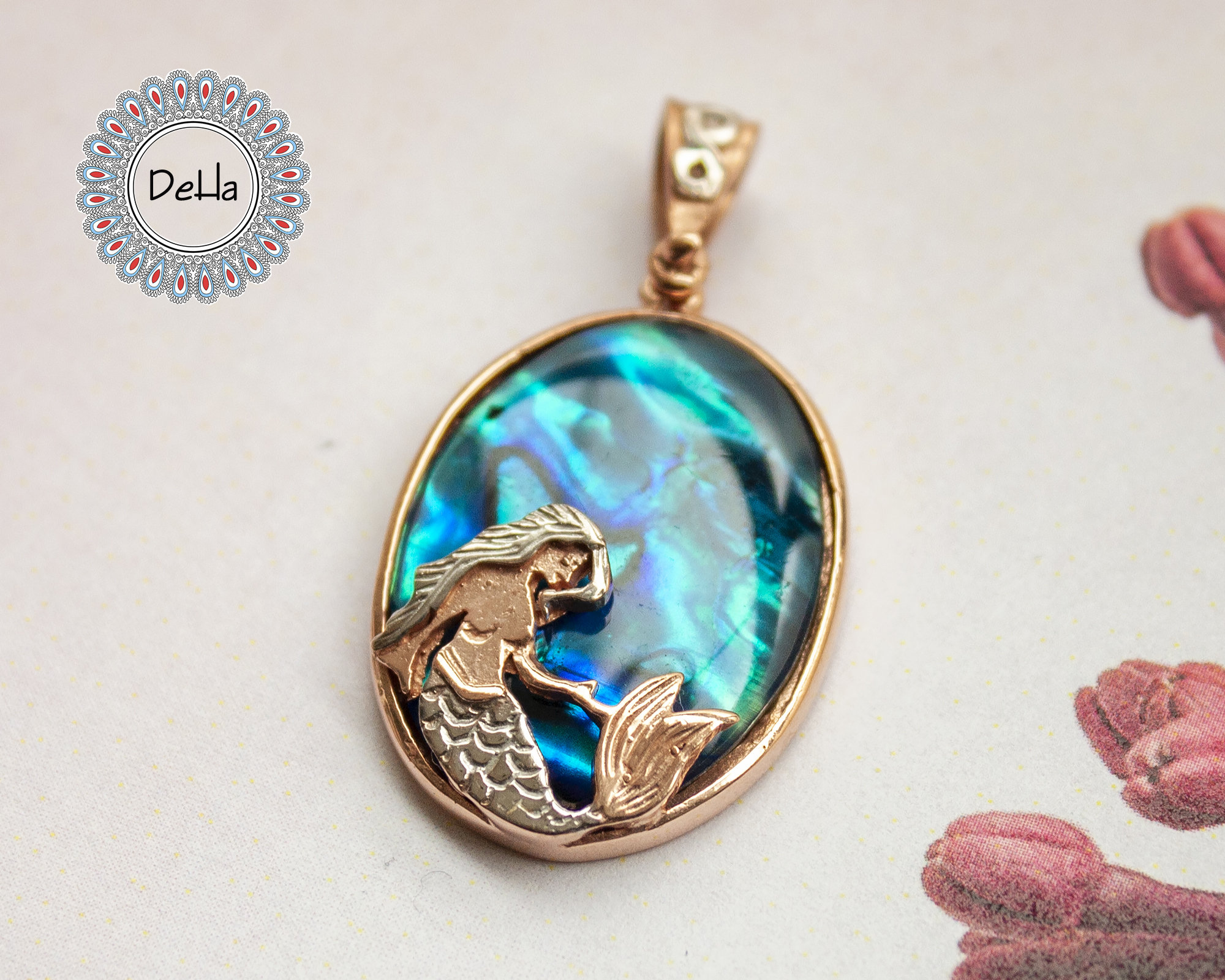 Rose Gold Mermaid, Sea Life Pendant, Natural Sea Shell, Sea Shell ...