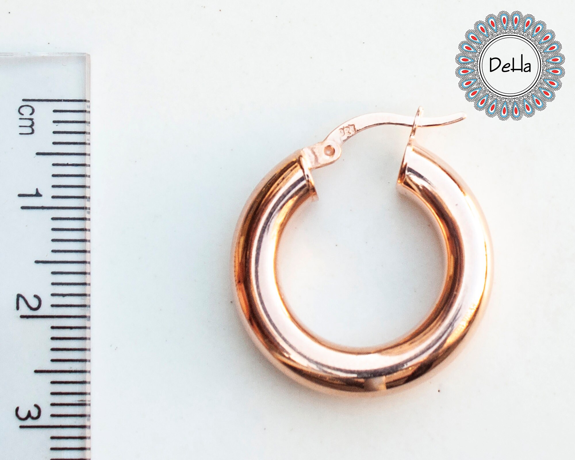 Medium Rose Thick Hoop Earring, Chunky Hoops, Chunky Hoop Earrings ...