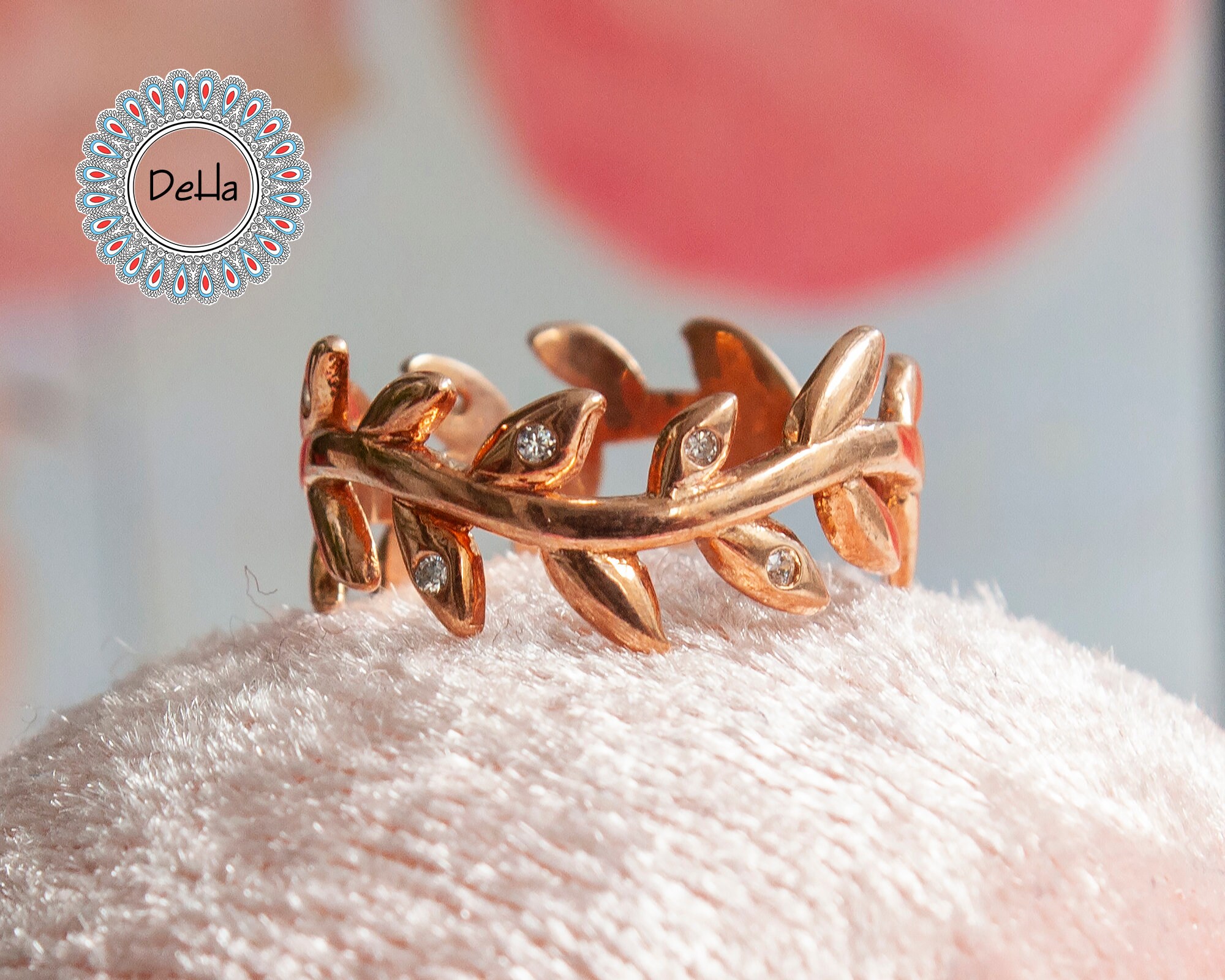 Handmade Rose Gold Plated Sterling Silver Leaf Ring - Adjustable Art ...