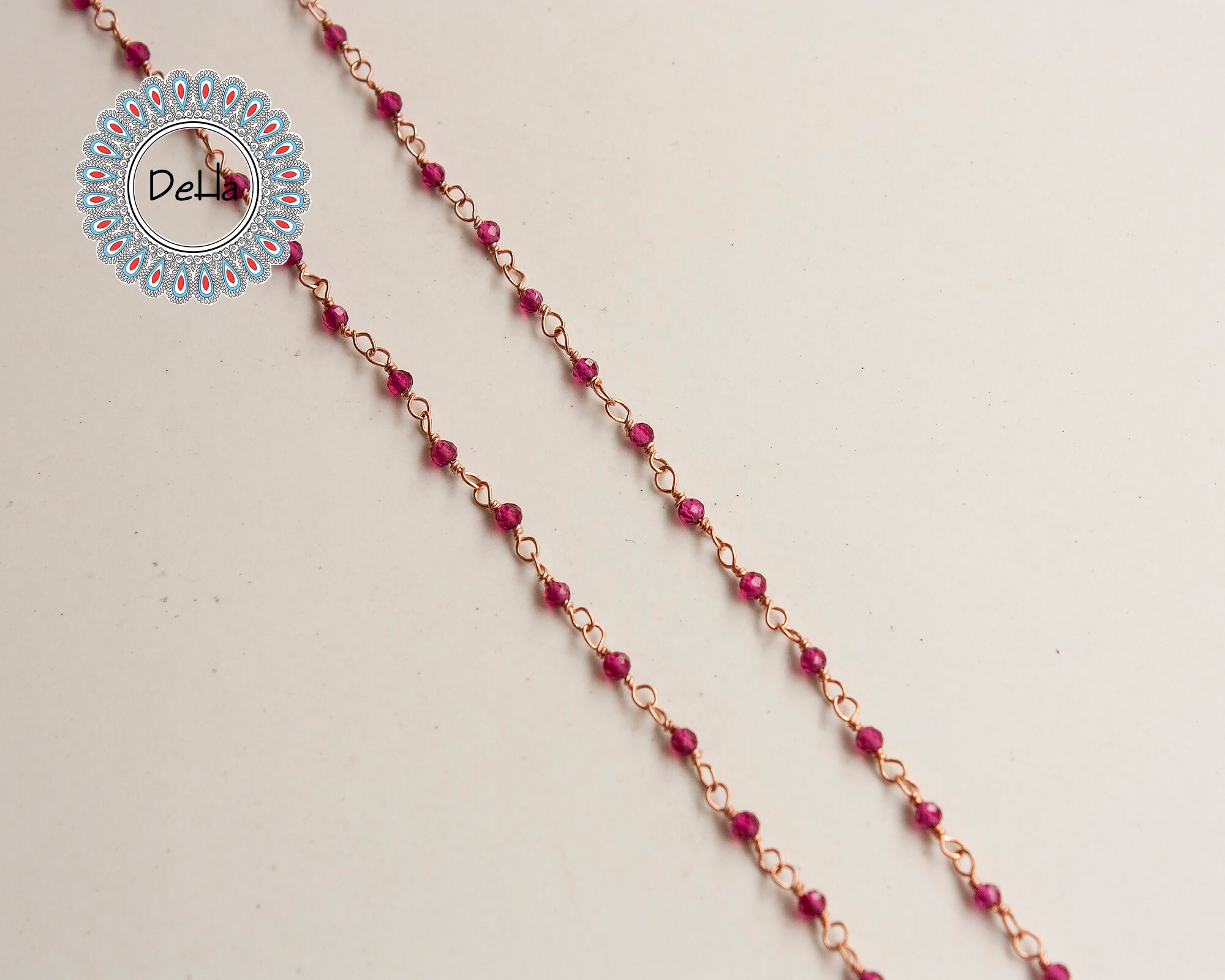 Red Stone Rosary Chain, Red Stone Chain, Necklace Chain, Red Stone ...