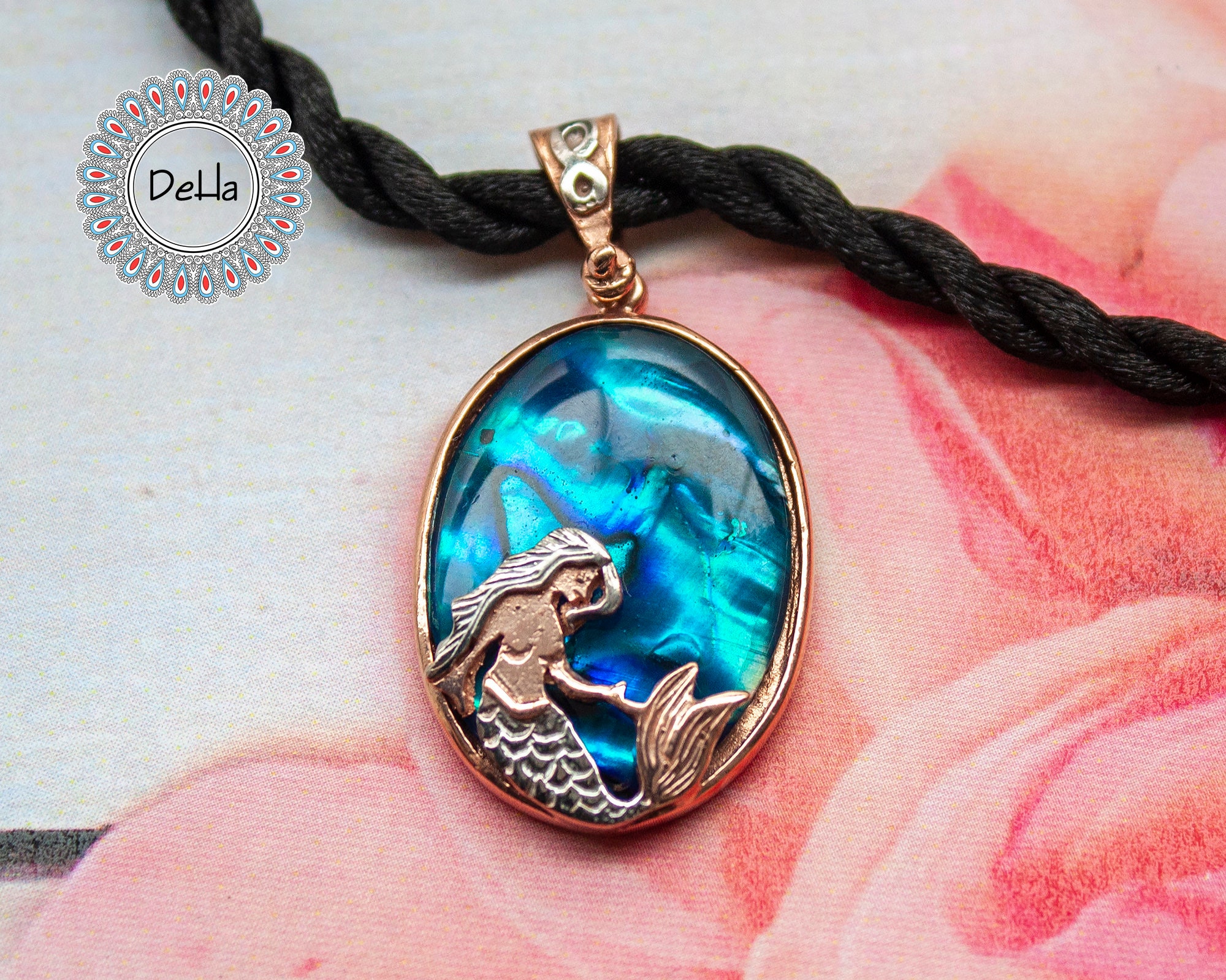 Rose Gold Mermaid, Sea Life Pendant, Natural Sea Shell, Sea Shell ...