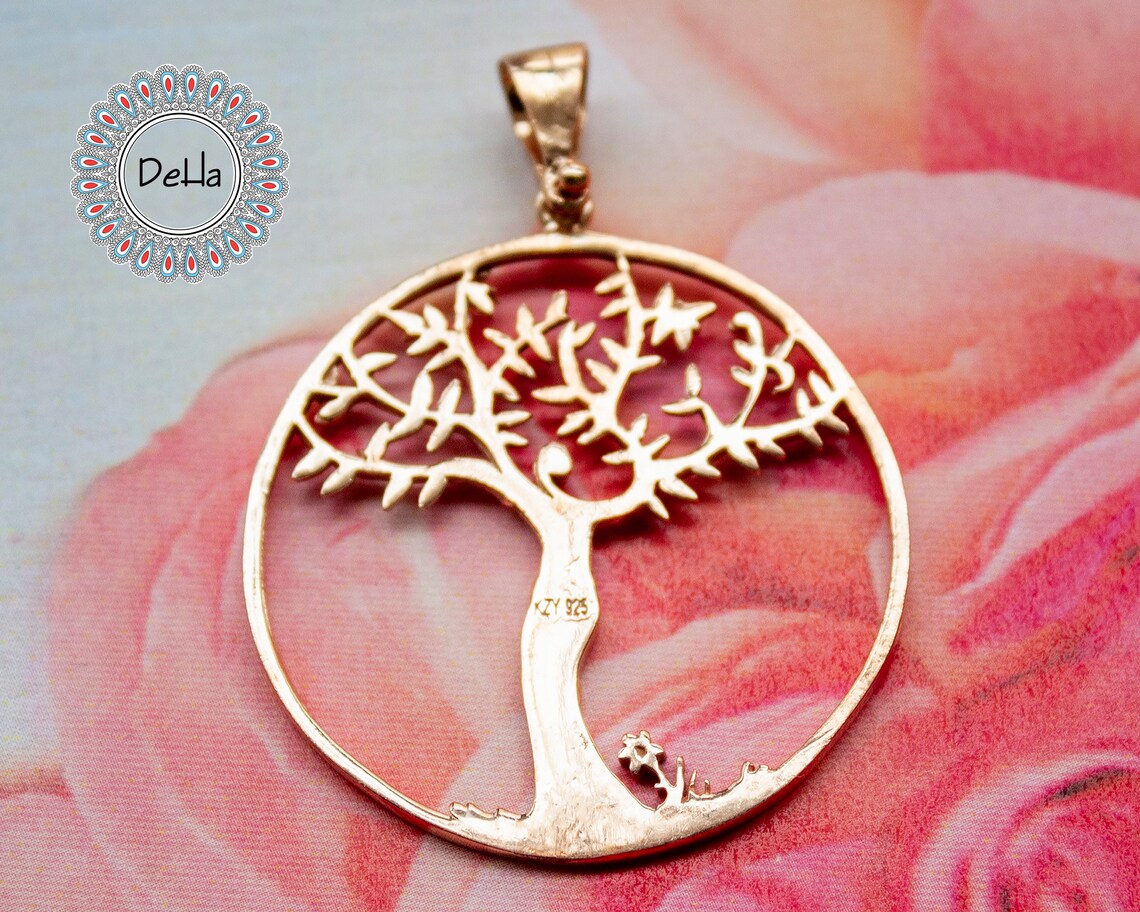 Rose Gold Plated Sterling Silver Family Tree Pendant - Etsy