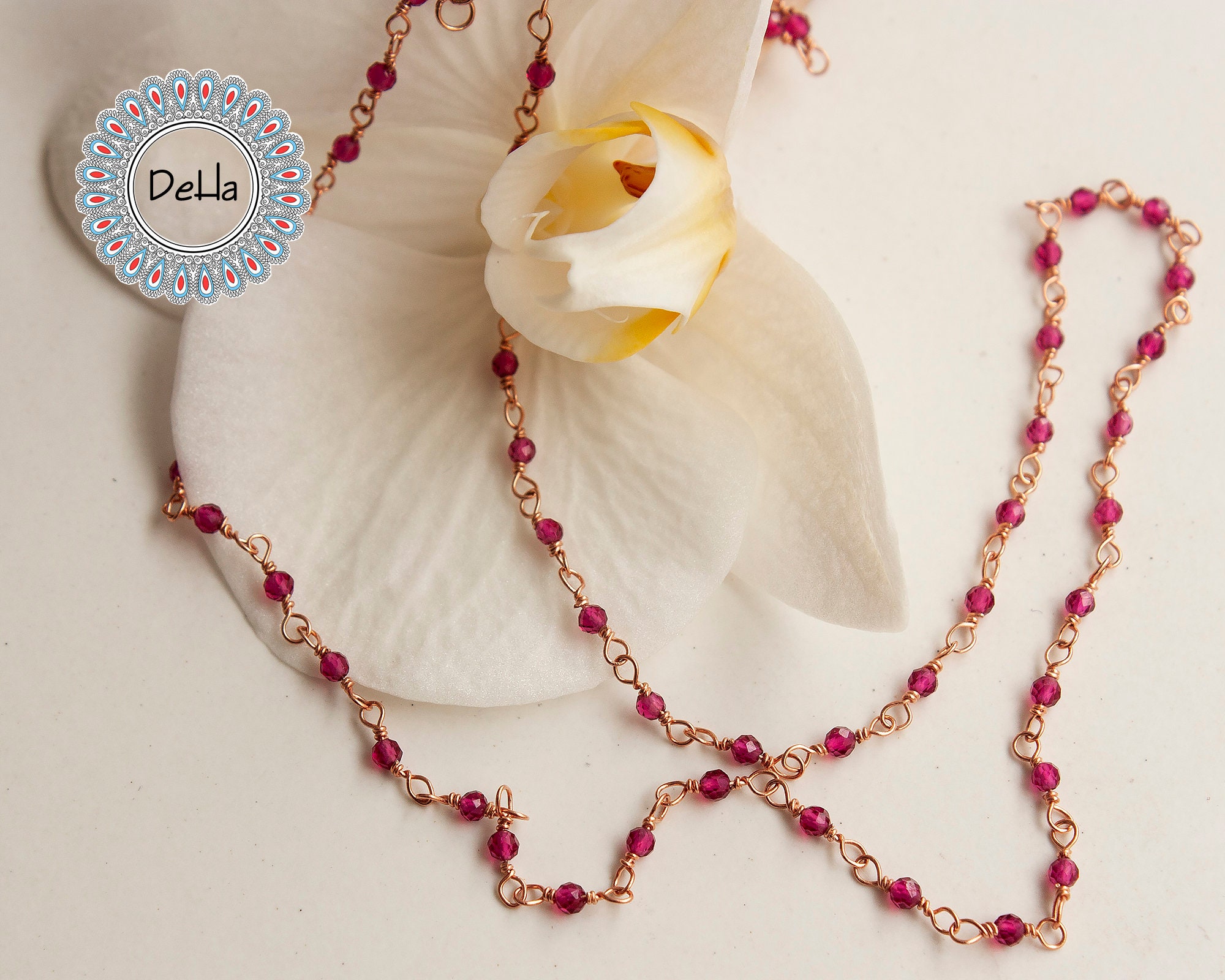 Red Stone Rosary Chain, Red Stone Chain, Necklace Chain, Red Stone ...