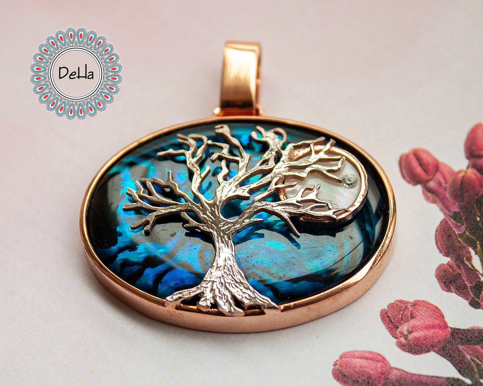 Rose Gold Tree of Life Pendant: Sterling Silver Art Necklace - Etsy
