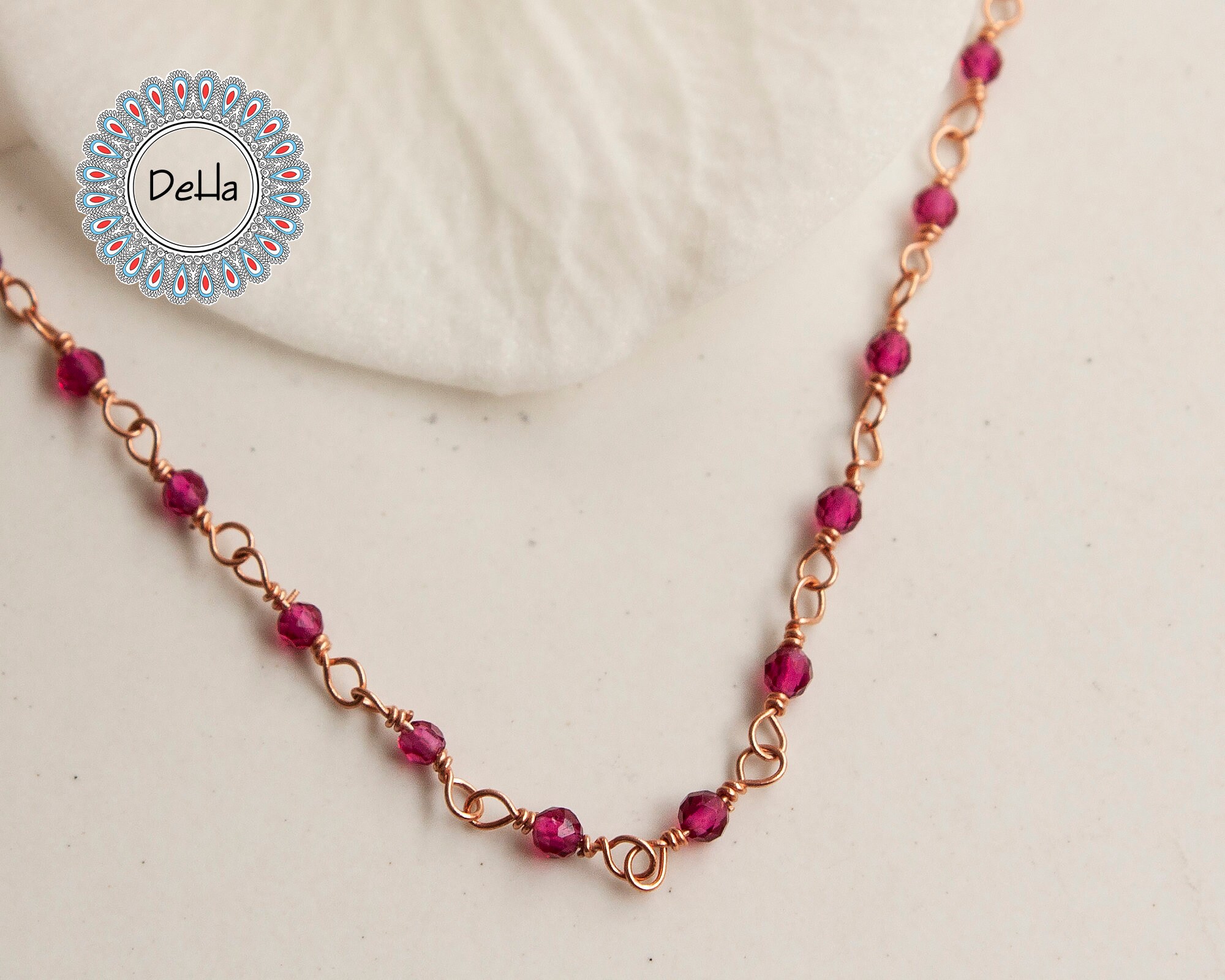Red Stone Rosary Chain, Red Stone Chain, Necklace Chain, Red Stone ...