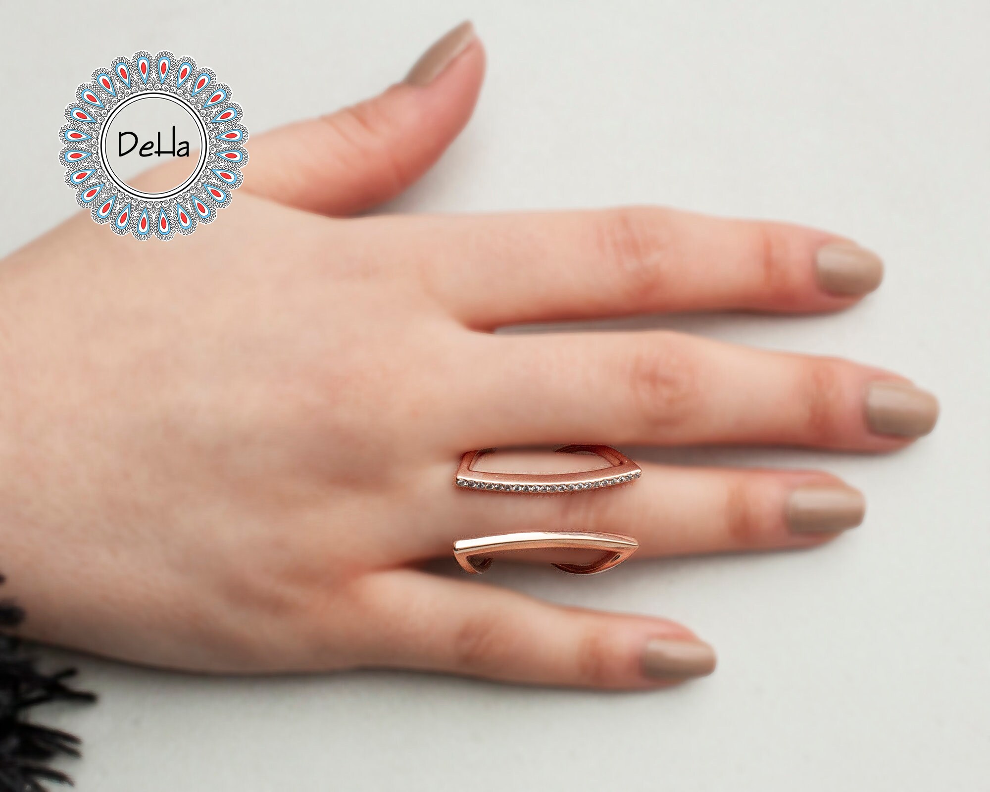 Open Cuff Ring, Open Silver Ring, Long Ring, Cuff Ring, Open Ring, Cz ...