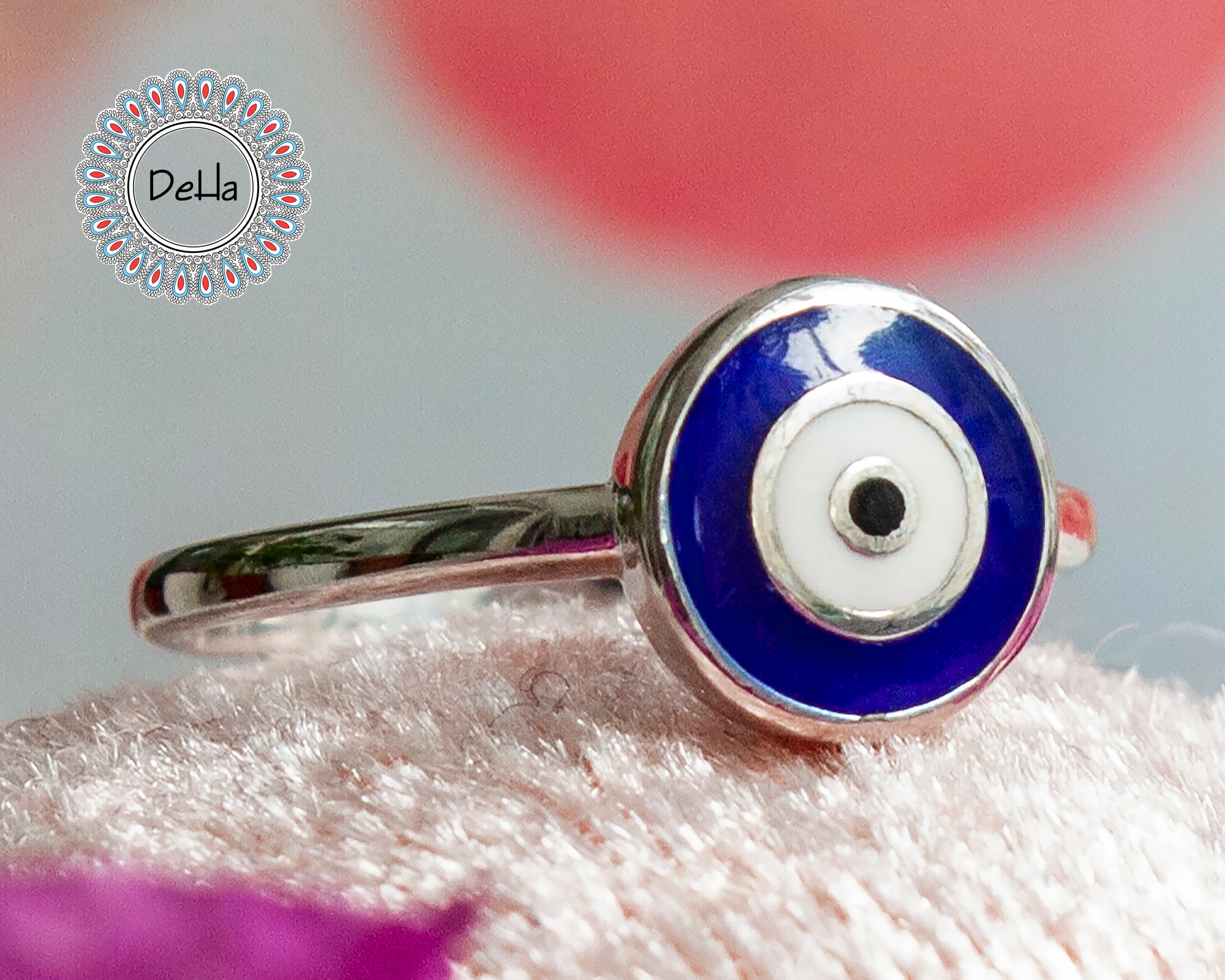 Blue Evil Eye Ring, Evil Eye Ring, Protection Ring, Silver Eye Ring ...