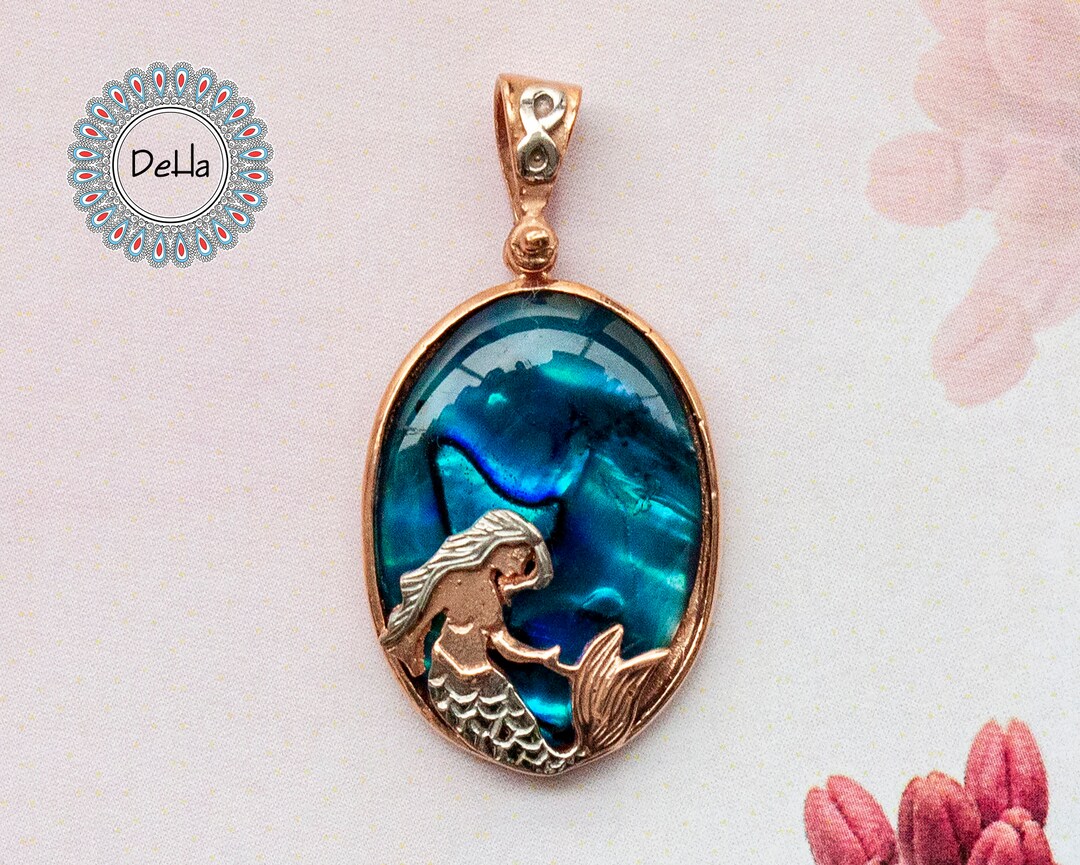 Rose Gold Mermaid, Sea Life Pendant, Natural Sea Shell, Sea Shell ...