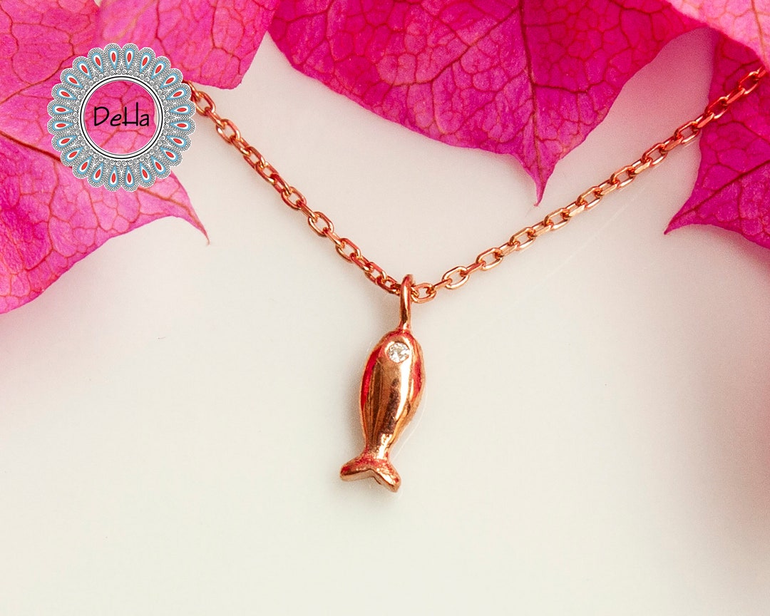 Cute Fish Necklace, Fish Necklace, Fish Charm, Fish Pendant, Rose Gold ...