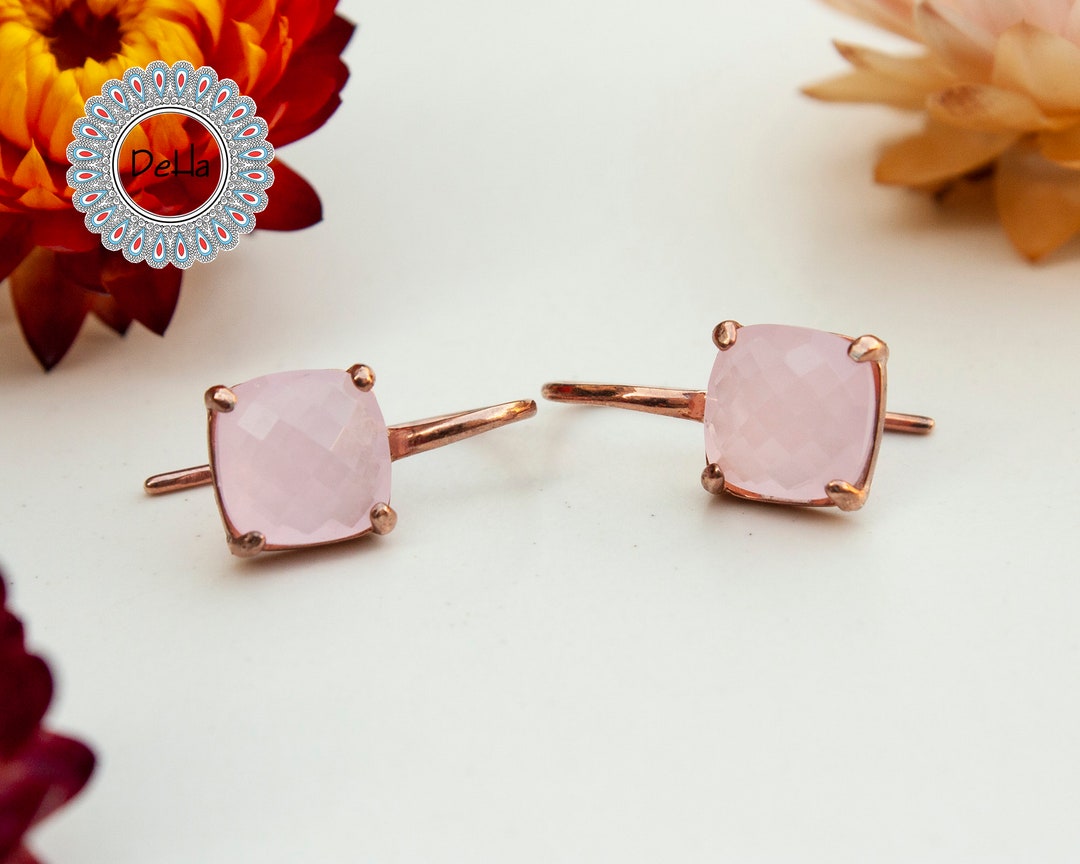Cute Rose Quartz Earrings, Rose Quartz, Pink Earrings, Quartz Earrings ...