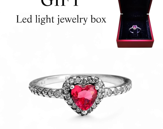 Red Heart Gem Ring, Gold Plated 925 Sterling Silver, Ruby Red Signet ...