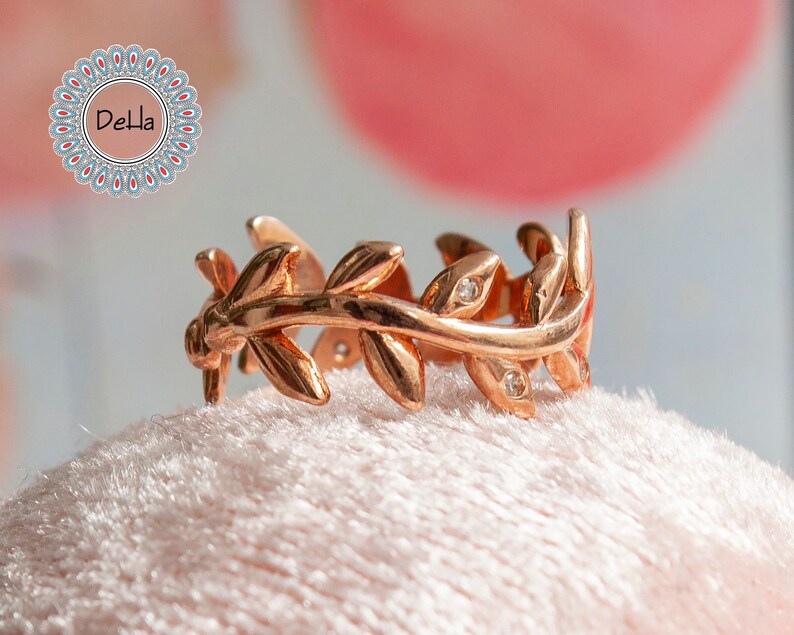 Handmade Rose Gold Plated Sterling Silver Leaf Ring - Adjustable Art ...