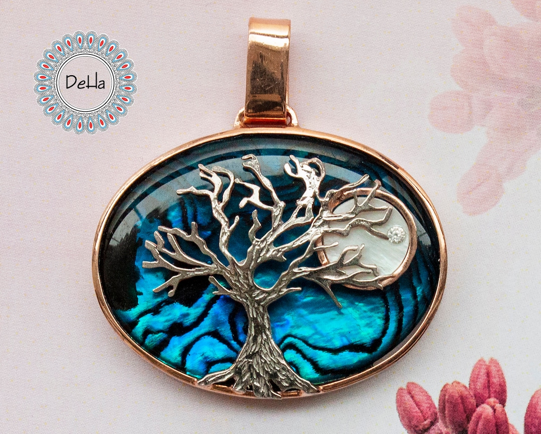 Rose Gold Tree of Life Pendant: Sterling Silver Art Necklace - Etsy