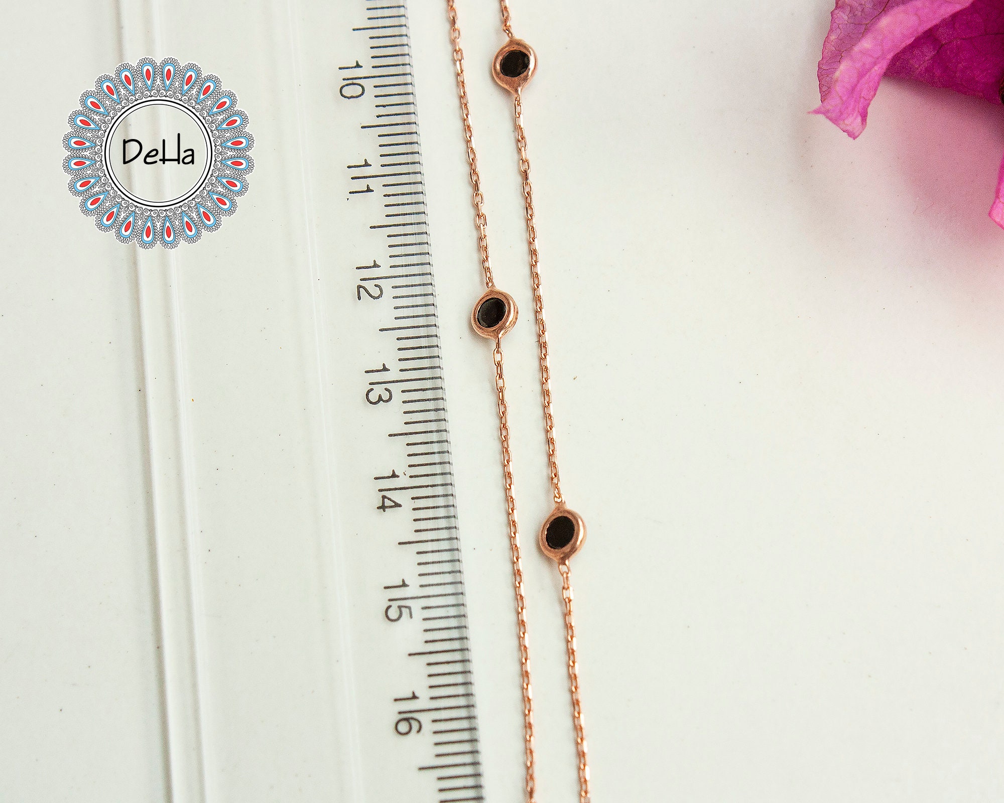 Onyx Station Long Necklace, Station Necklace, Onyx Chain, Onyx Necklace ...