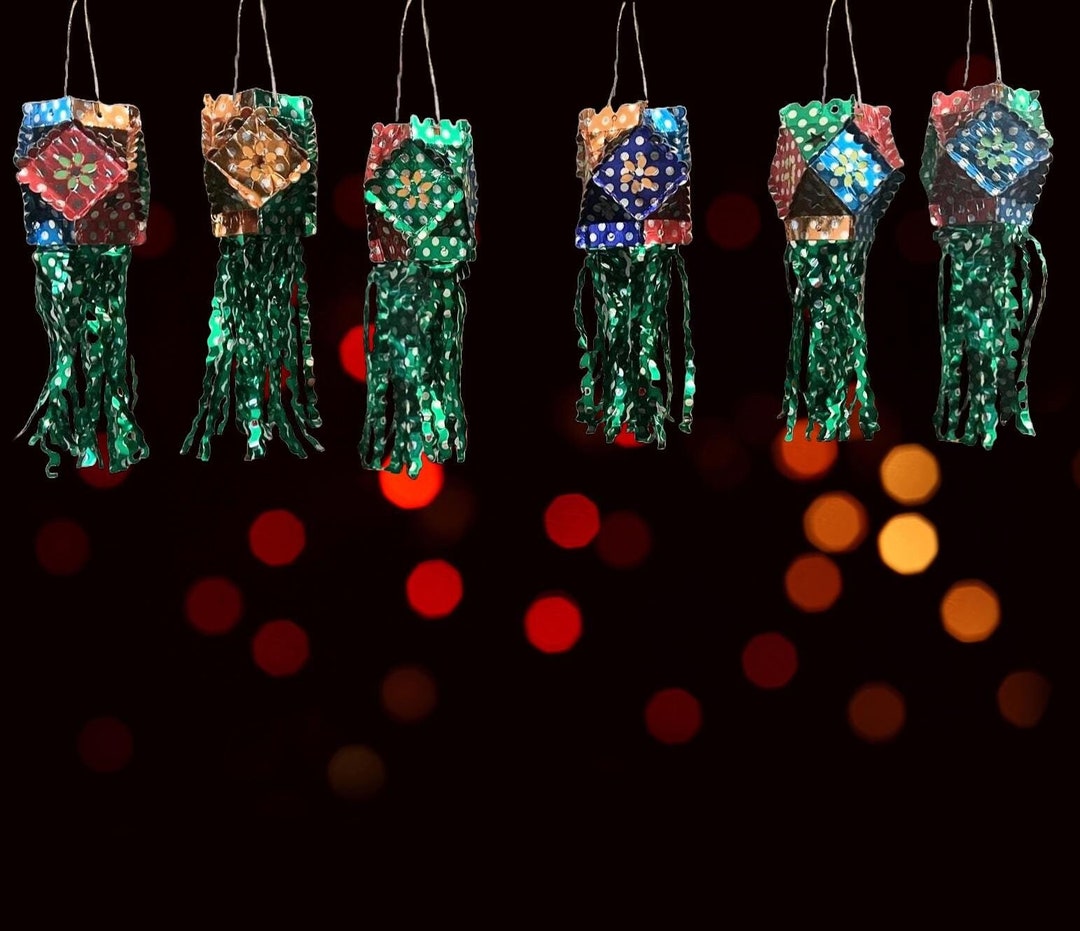 12 Lanterns, Each 9 Inch Small Diwali Paper No Assembly Ashtkoni Akash ...