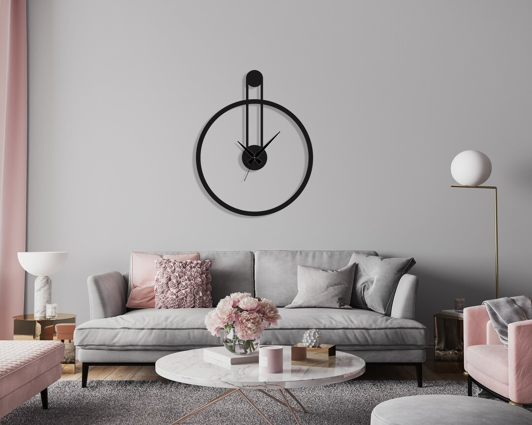 Minimalist Wall Clock, Mid Century Modern Wall Clock, Oversized Wall ...