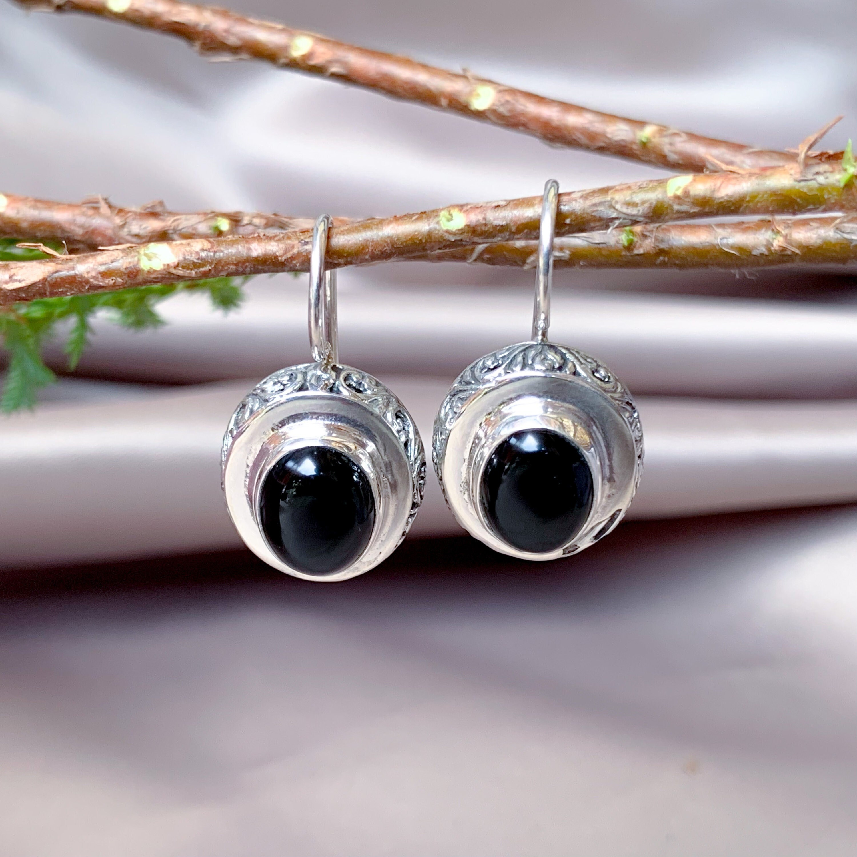 Black Onyx Earrings, January Birth Stone, Natural Black Onyx Earrings ...