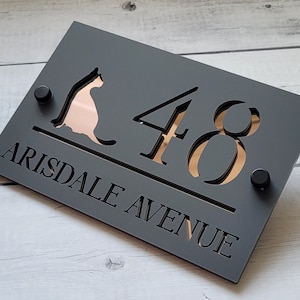 MODERN HOUSE SIGN | Cat House Sign | Cat House Number Plate | 230mm X ...