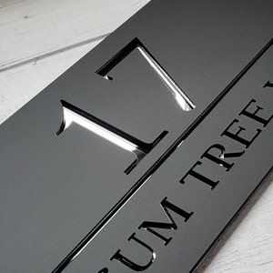 MODERN PERSONALISED HOUSE Sign | Black Matt and Mirror | 290mm X 140mm ...