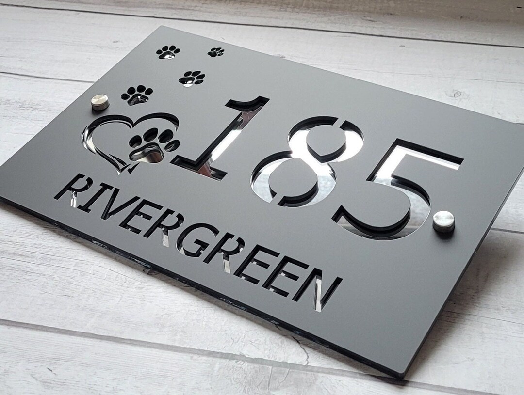 MODERN HOUSE SIGNS Home Address Sign Dog House Sign - Etsy UK