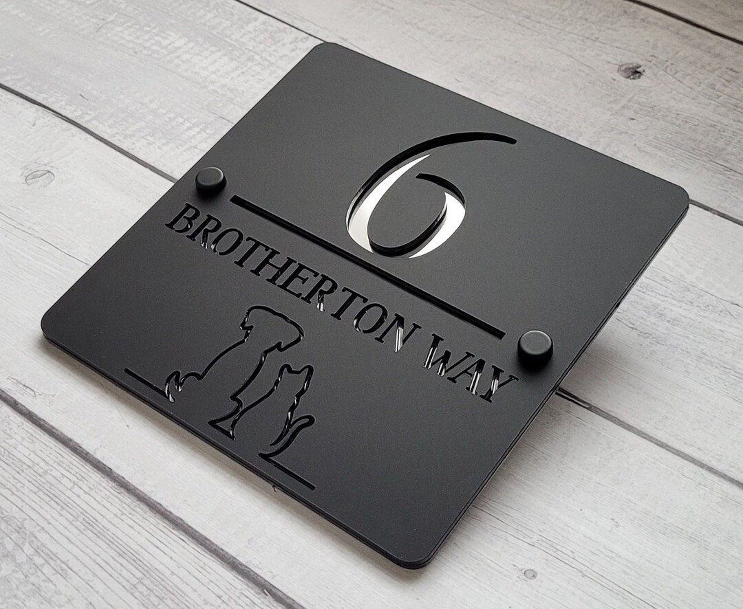 MODERN HOUSE SIGN | Cat House Sign | Dog House Sign | 180mm X 180mm ...