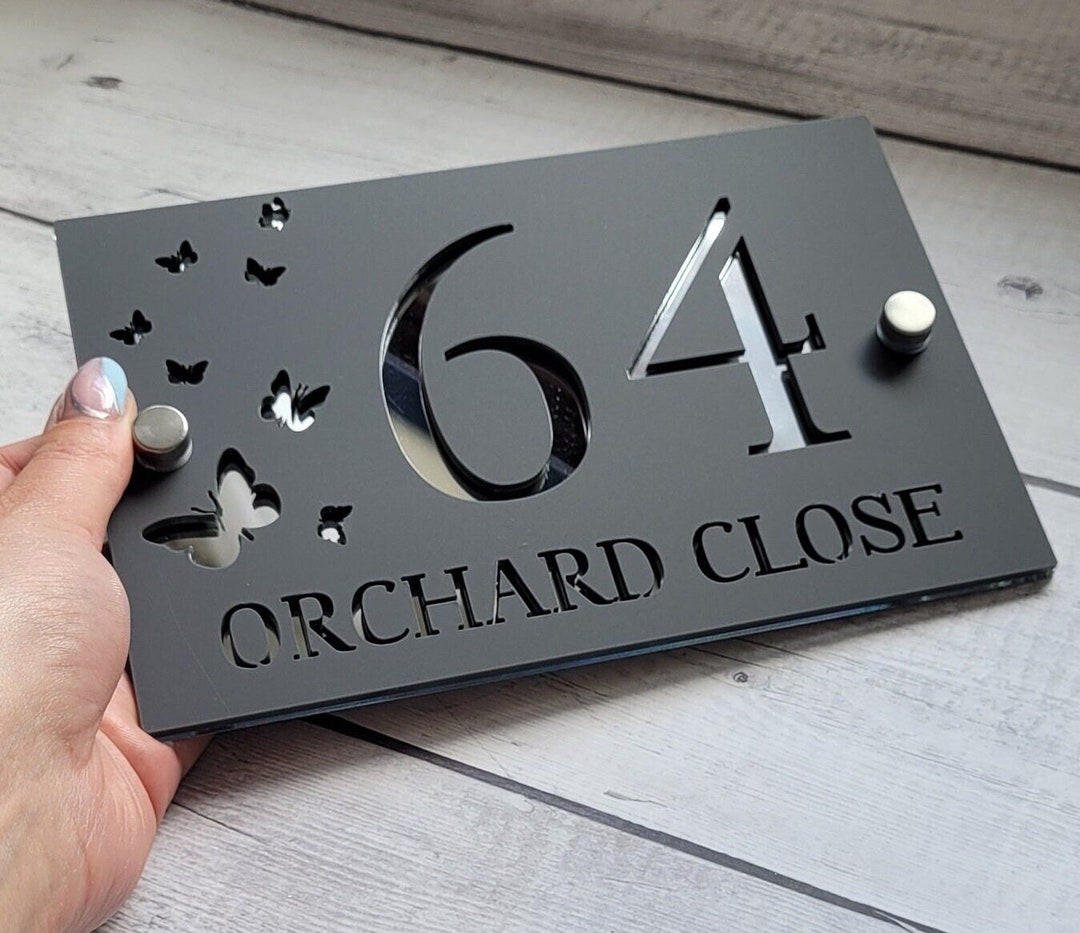 MODERN HOUSE SIGN Butterfly House Number House Number Sign - Etsy UK