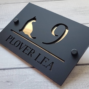 Modern House Sign | Cat House Number | 195mm 130mm | 230mm X 155mm ...