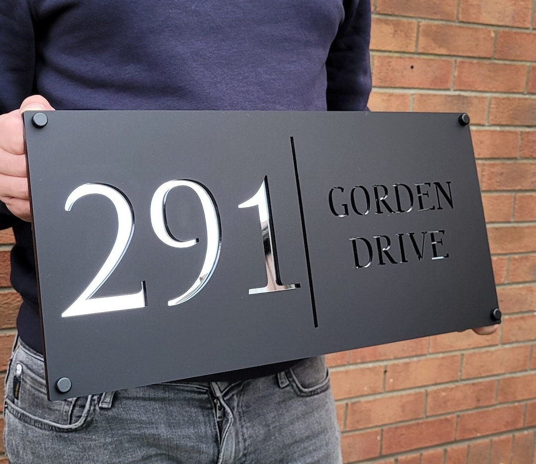 MODERN HOUSE SIGN | Rectangle House Number | 290 х 140mm | 360 X 175mm ...