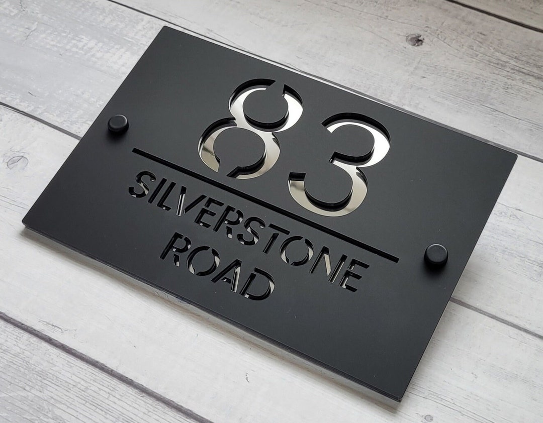Modern Acrylic House Number Sign | Mirrored Accent - Etsy