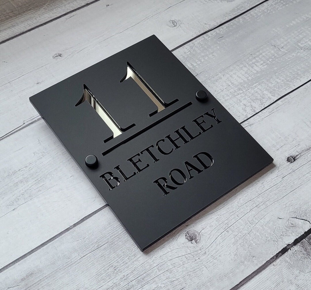 MODERN PERSONALISED HOUSE Sign | 160mm X 200mm | Black Matt & Mirror - Etsy