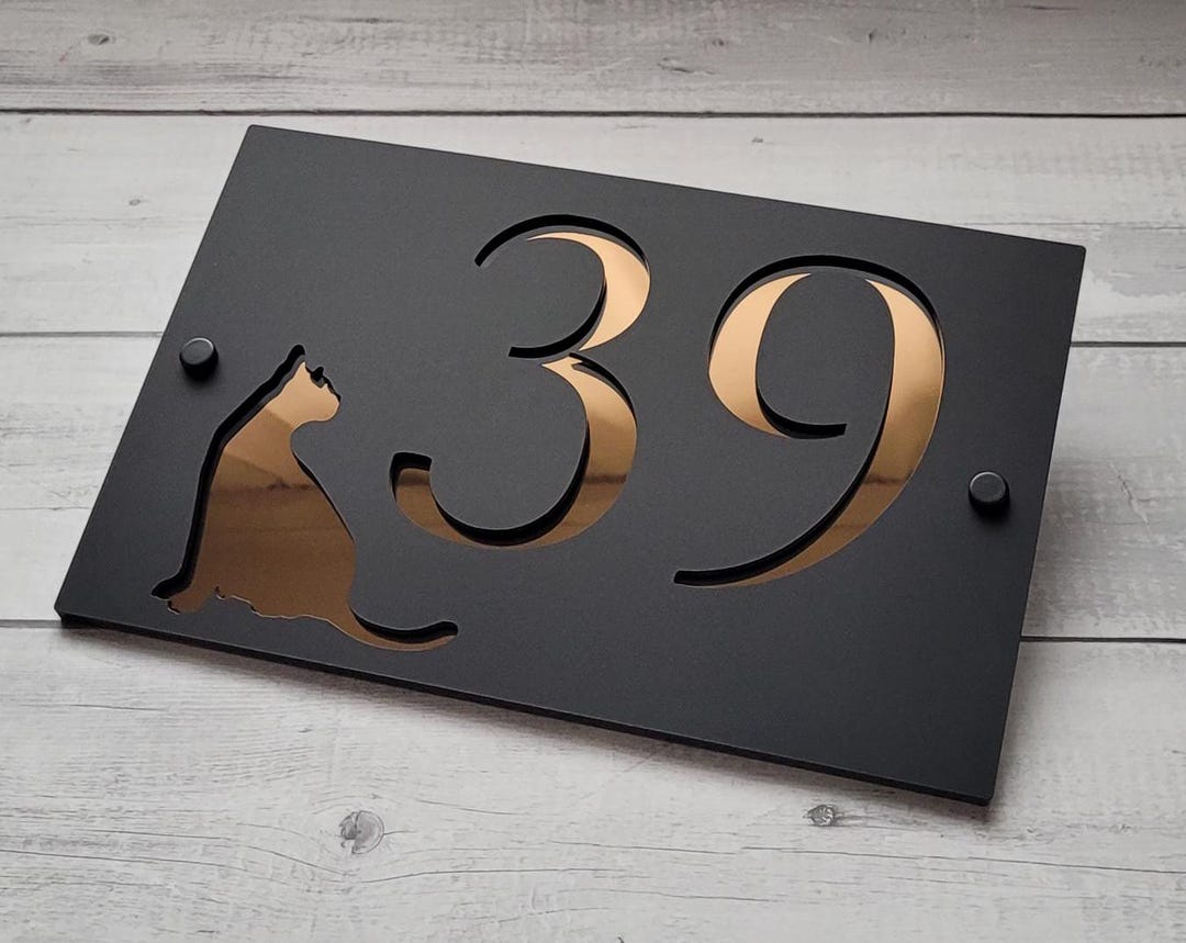 Modern House Sign | Cat House Number | Cat House Sign | House Number ...