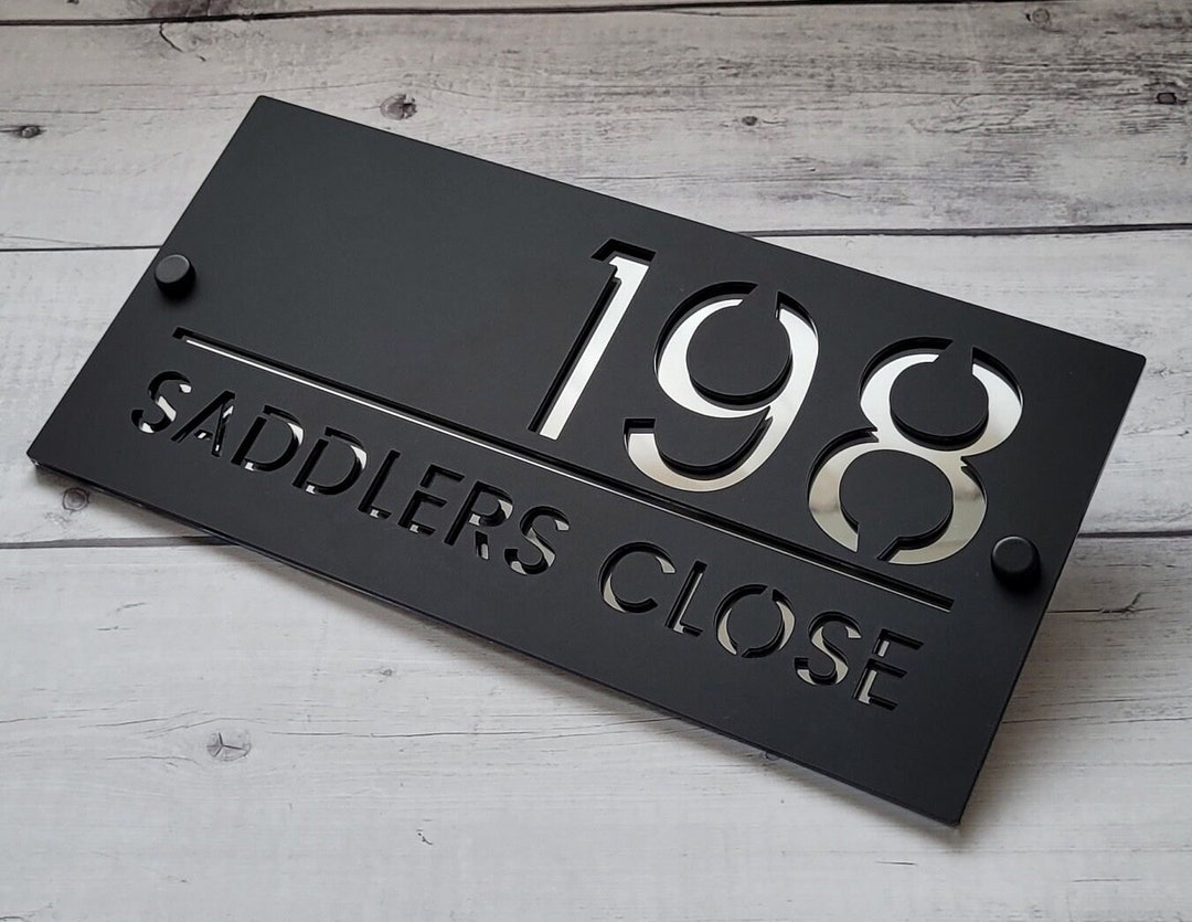 MODERN HOUSE SIGN Rectangle House Number 290 х 140mm 360 X 175mm 490 X ...