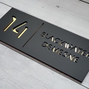 MODERN HOUSE SIGN | Black Matt & Mirror Gold | 300mm X 120mm - Etsy
