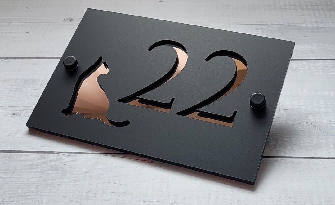 Modern House Sign | Cat House Number | Cat House Sign | House Number ...