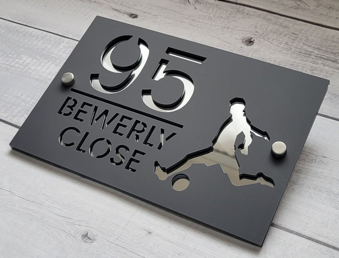 MODERN HOUSE SIGN | Address Plaque | Football House Sign | Football Fan ...