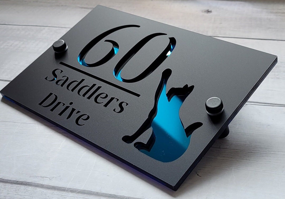 MODERN HOUSE SIGN | Cat Address Sign | 230mm X 155mm | 290mm X 190mm ...