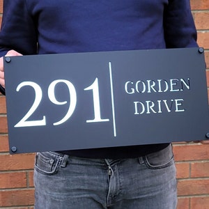 MODERN HOUSE SIGN Rectangle House Number 290 х 140mm 360 X 175mm 490 X ...