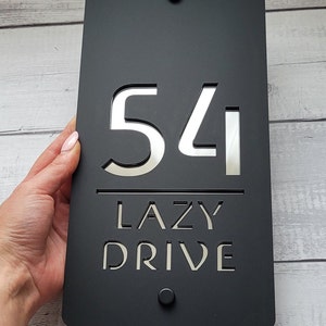 MODERN HOUSE SIGN | House Number | Vertical House Sign | 150mm X 300mm ...