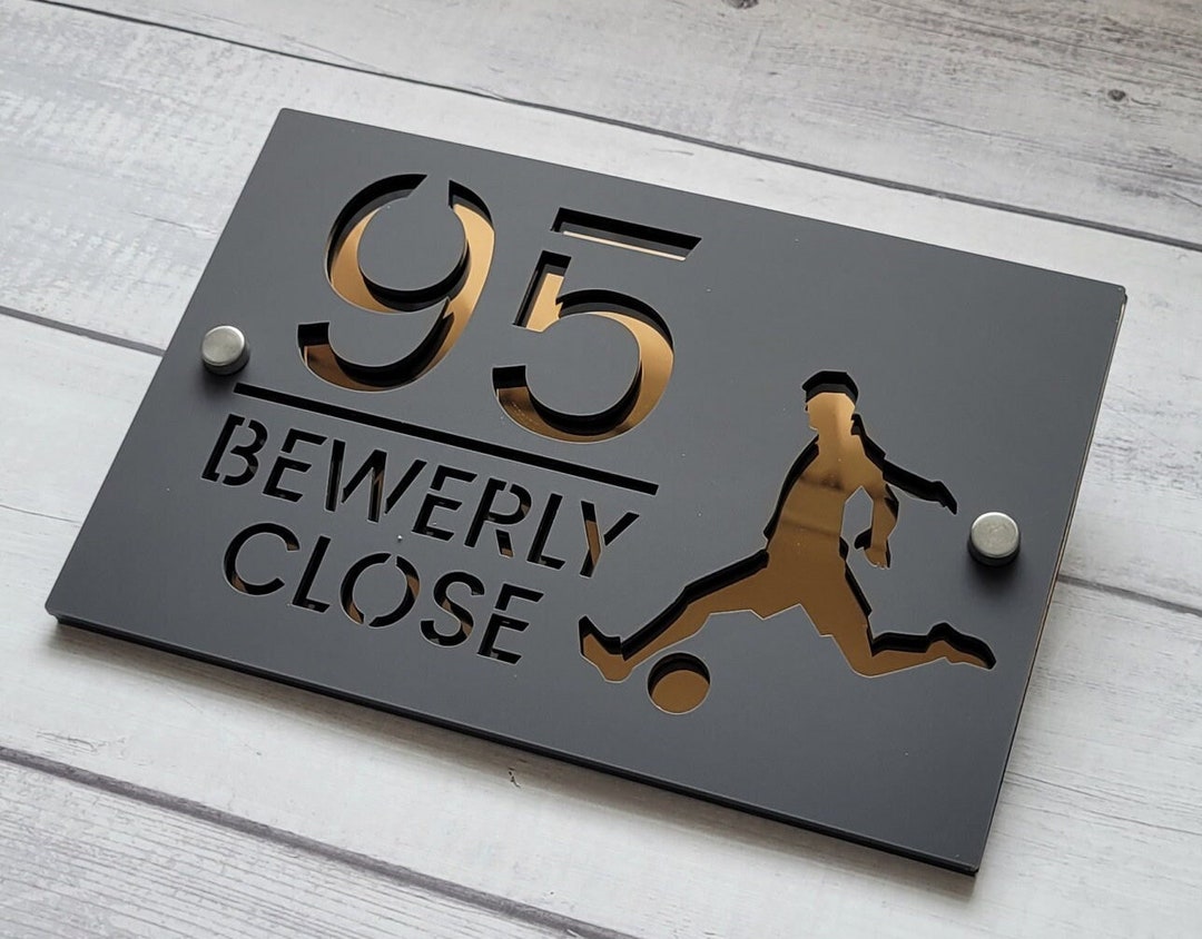 MODERN HOUSE SIGN | Address Plaque | Football House Sign | Football Fan ...