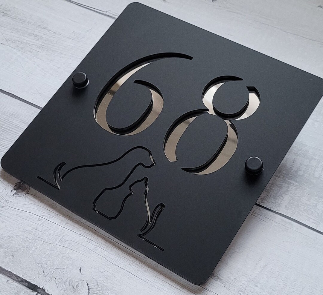 MODERN HOUSE SIGN | Cat House Number | Dog House Number | 180mm X 180mm ...