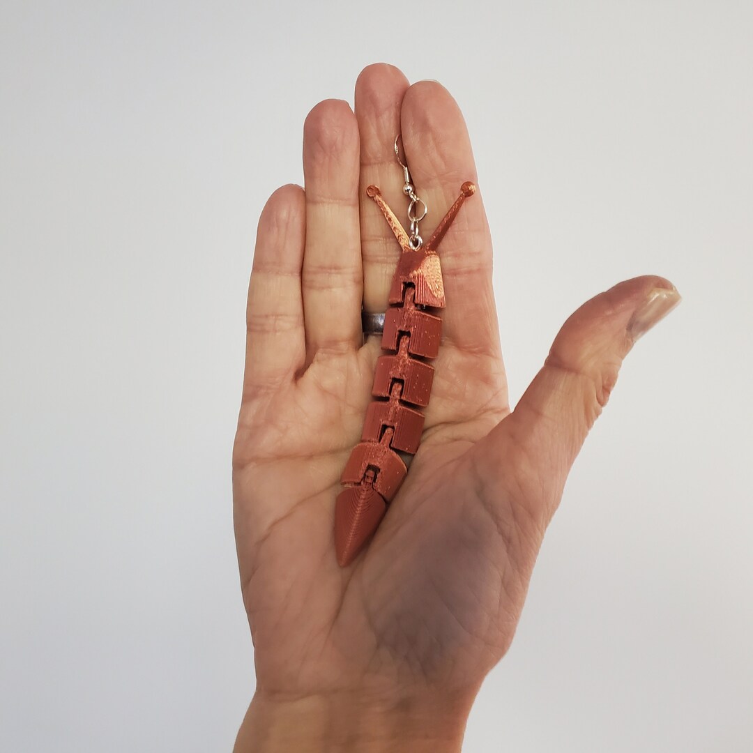 Slug Dangle Earrings 3d Printed Insect Jewelry Fun Articulating Slug ...