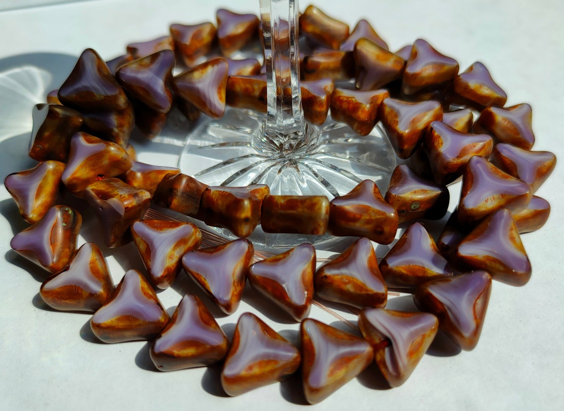 10 Premium Picasso Czech Glass Triangle Beads 13mm Purple | Etsy