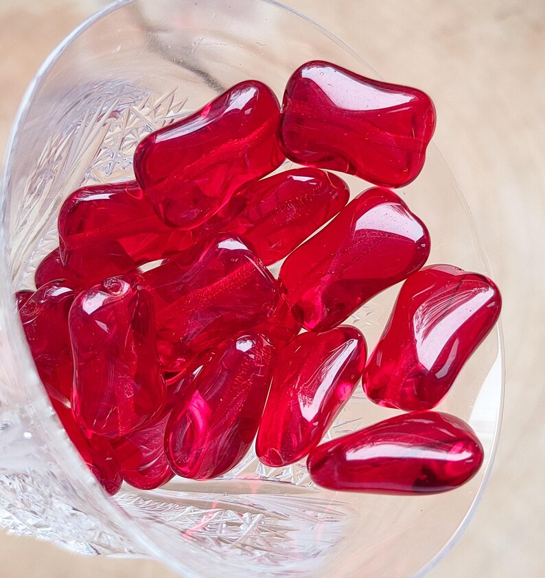 Red Czech Glass Rectangle Beads 15x10mm, Jewelry Making - Etsy