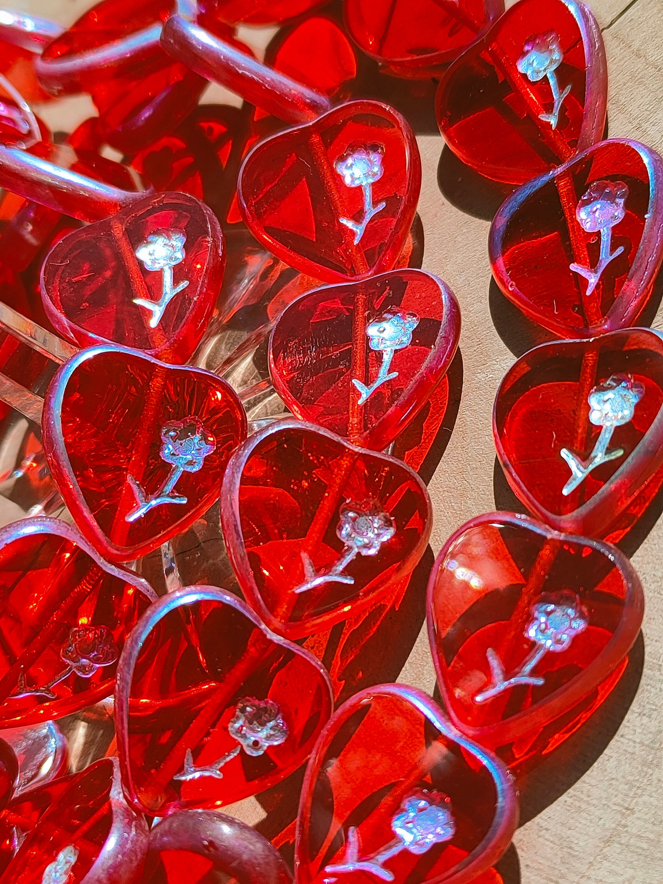 10 Premium Czech Glass Heart Beads 16x17mm Transparent Red - Etsy
