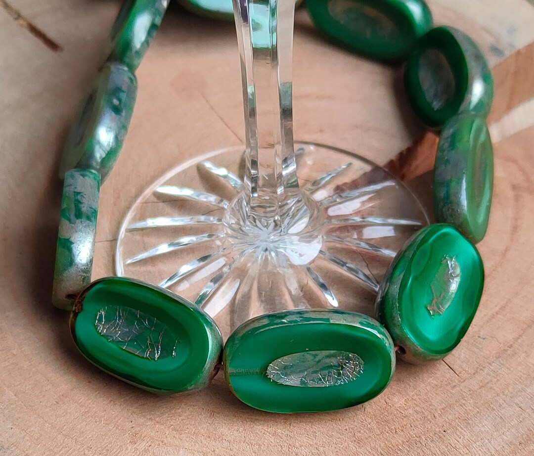 5/10/50 Premium Czech Glass Picasso Oval Beads, 22x13mm Opaque Dark ...