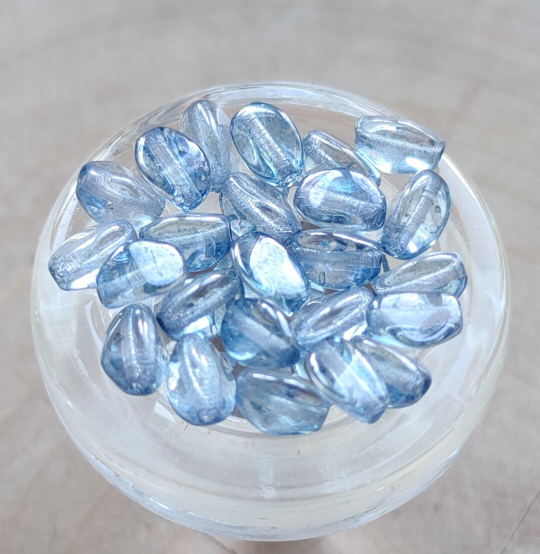 Czech Glass Pinch Beads, Transparent Blue-gray, Jewelry Making (5x3mm ...