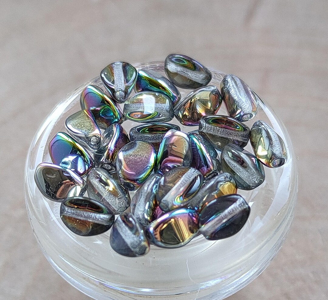 Rainbow Czech Glass Pinch Beads, 5x3mm, Jewelry Supplies - Etsy